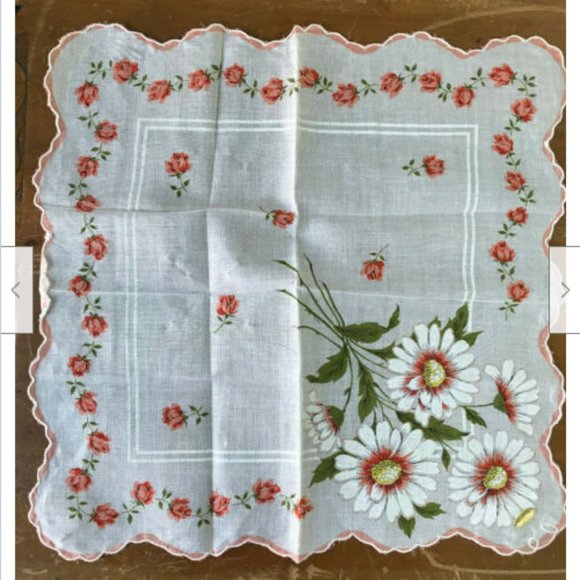 Vintage | Accessories | Vintage Daisy Rose Flower Print 4 Handkerchief ...
